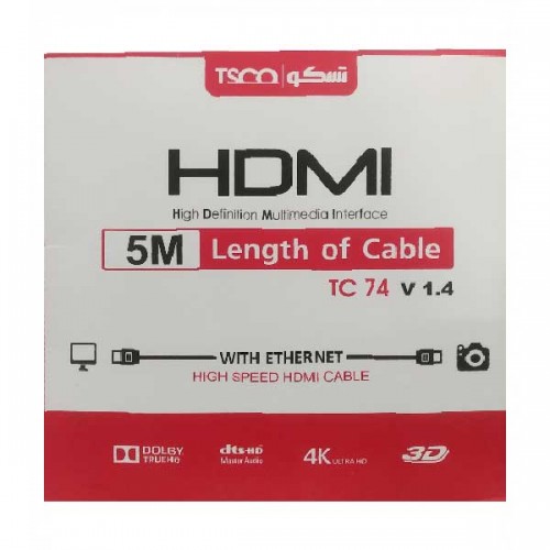 مشخصات,قیمت و خرید کابل TSCO HDMI فلت مدل TC 74طول 5 متر |سیپاس