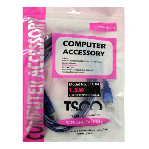 مشخصات، قیمت و خرید کابل افزایش یو اس بی TSCO مدل TC 04 طول 1.5 متر | سیپاس
