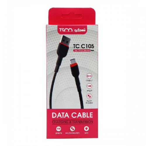 مشخصات، قیمت و خرید کابل شارژ TSCO TYPE-C مدل TCC 105 طول 1 متر | سیپاس