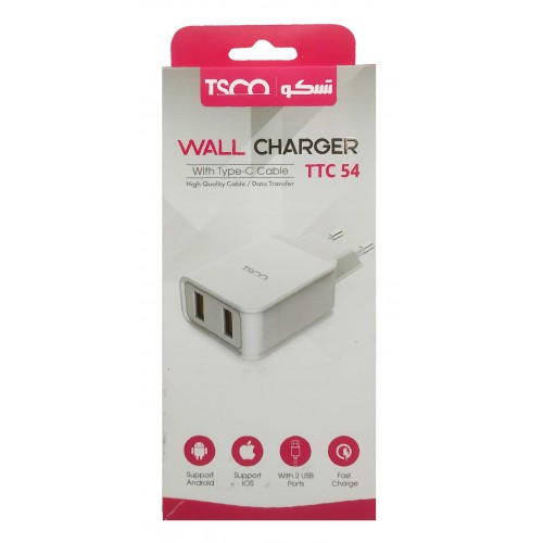 مشخصات ,قیمت و خرید شارژر TSCO مدل TTC 54 به همراه کابل TYPE-C | سیپاس