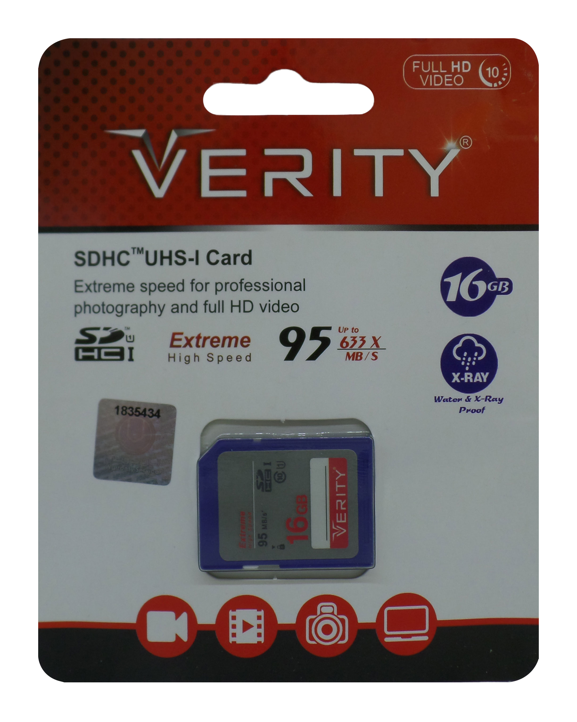 کارت حافظه VERITY 16G SD کلاس 10 سرعت 95MB/s
